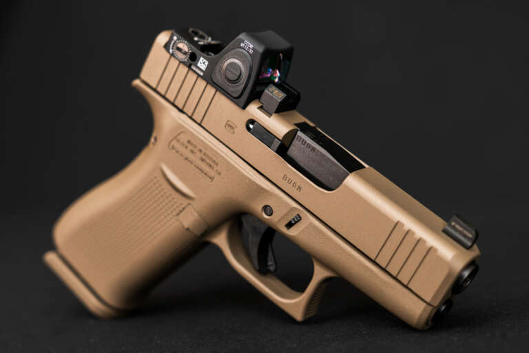 Glock 43X Metallic Coyote w/ Trijicon RMR CC 3.25 MOA – NRC Industries