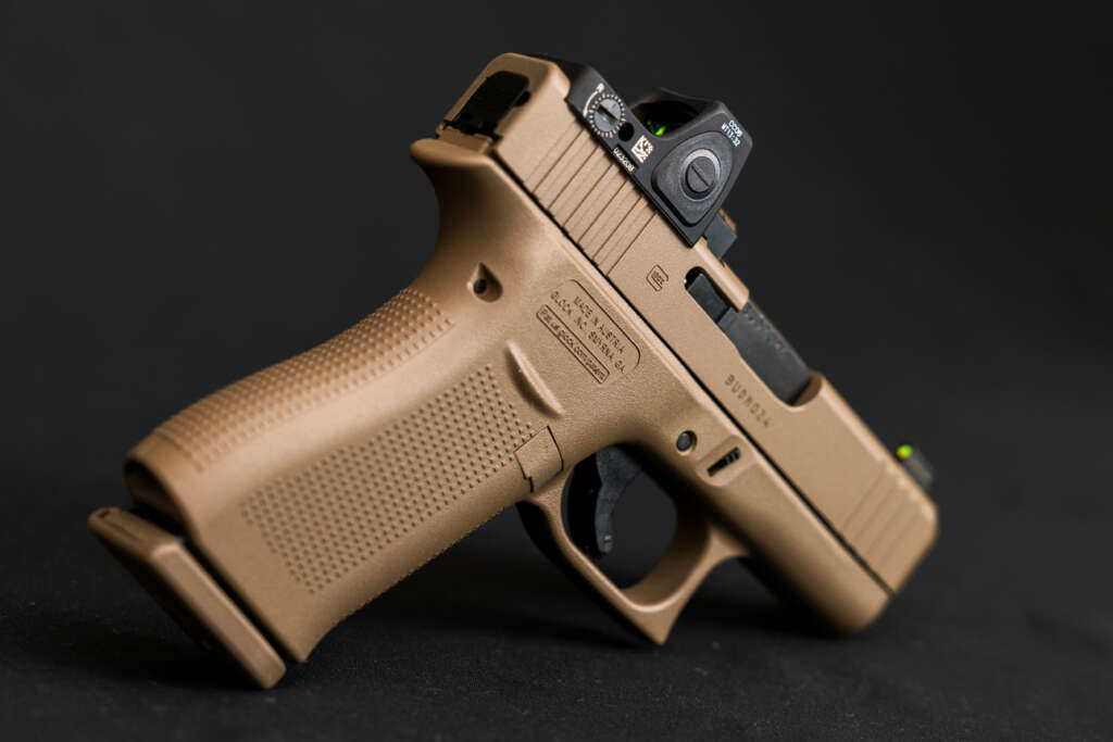Glock 43X Metallic Coyote w/ Trijicon RMR CC 3.25 MOA – NRC Industries