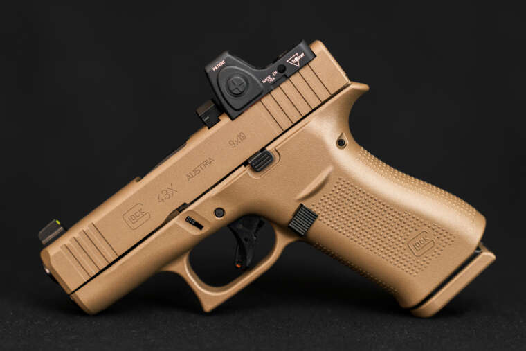 Glock 43X Metallic Coyote w/ Trijicon RMR CC 3.25 MOA – NRC Industries